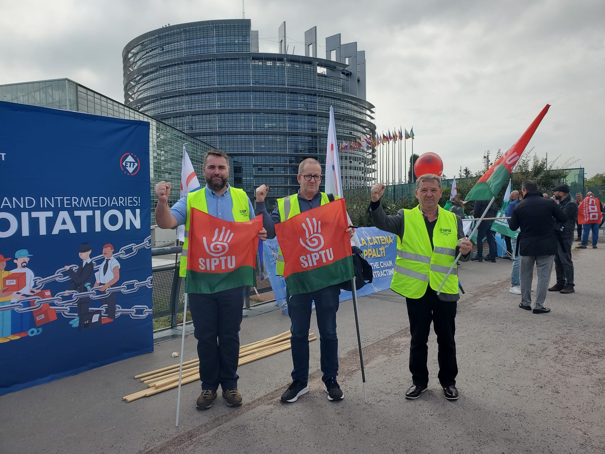Workers rally in Strasbourg urging EU to end exploitation in subcontracting chains